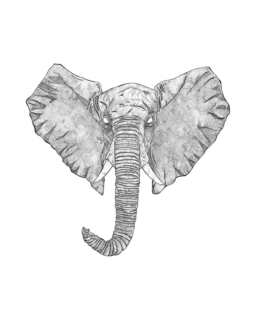Stipple Elephant 11x14 – Originalinkart